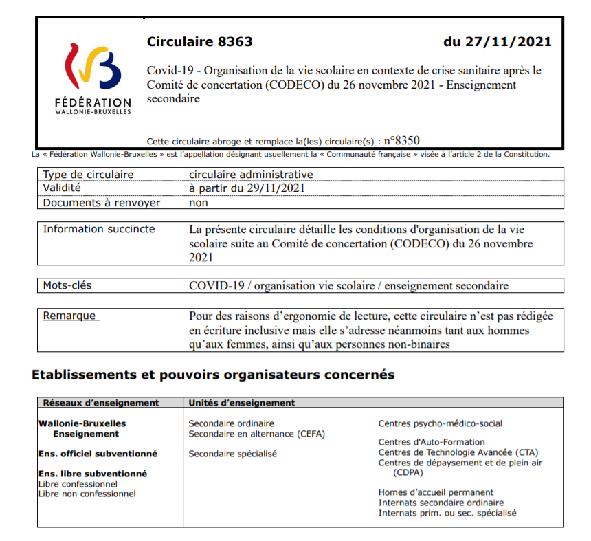 Circulaires, lois et décrets - FAPEO