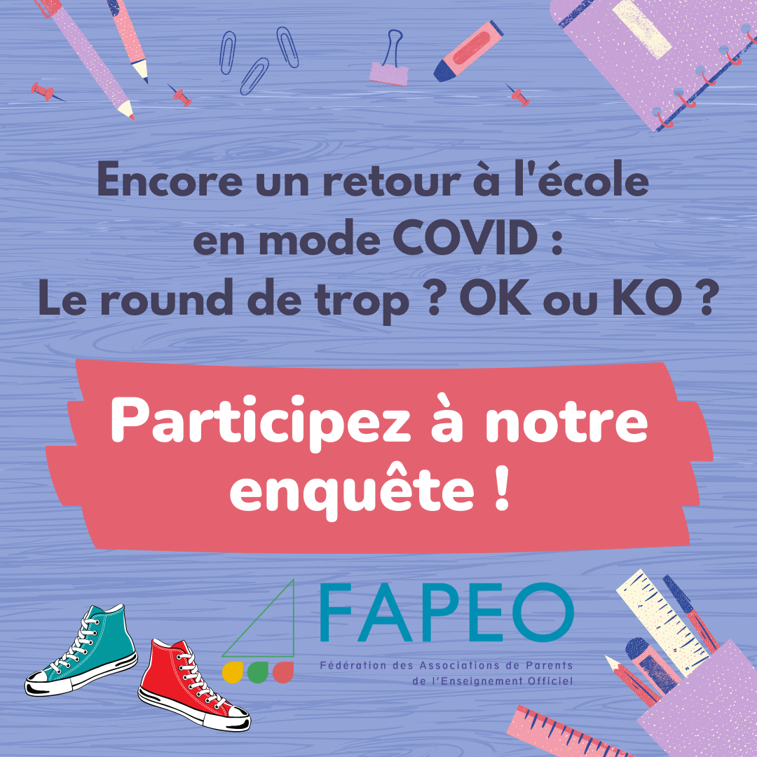 Enquête : Retour à l'école en mode Covid : OK ou KO ? - FAPEO